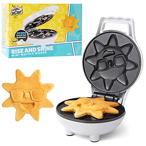 Rise and Shine Mini Sun Waffle Maker for Easter Morning- Personal-Sized 4" Sunshine Smile Individual Waffles for Kids, Adults- Cute NonStick Electric Waffler Iron- Easter Basket Stuffer Breakfast Gift