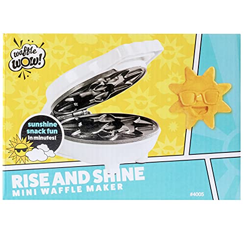 Rise and Shine Mini Sun Waffle Maker for Easter Morning- Personal-Sized 4" Sunshine Smile Individual Waffles for Kids, Adults- Cute NonStick Electric Waffler Iron- Easter Basket Stuffer Breakfast Gift