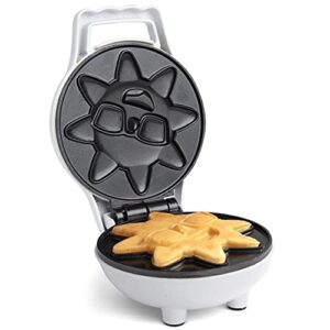 Rise and Shine Mini Sun Waffle Maker for Easter Morning- Personal-Sized 4" Sunshine Smile Individual Waffles for Kids, Adults- Cute NonStick Electric Waffler Iron- Easter Basket Stuffer Breakfast Gift