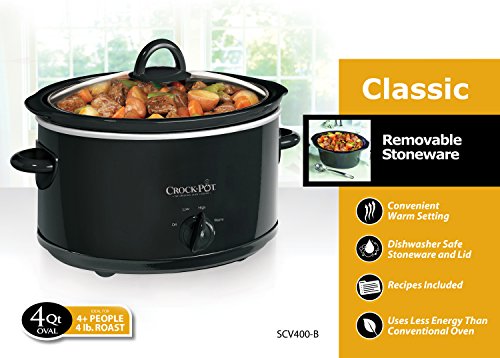 Crock-Pot 4-Quart Manual Slow Cooker, Black