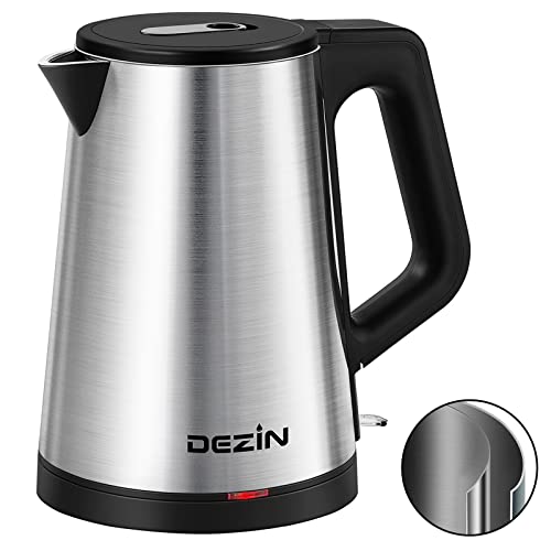 Dezin Electric Kettle, 1.2L Portable Electric Tea Kettle with Double Wall, 304 Stainless Steel Kettle Water Boiler, Small Electric Kettle with Auto Shut-Off, BPA-Free, Hot Water Kettle for Coffee