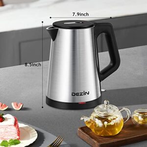 Dezin Electric Kettle, 1.2L Portable Electric Tea Kettle with Double Wall, 304 Stainless Steel Kettle Water Boiler, Small Electric Kettle with Auto Shut-Off, BPA-Free, Hot Water Kettle for Coffee