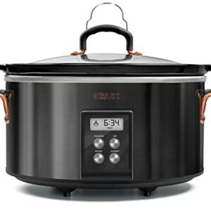 CRUX 6-Quart Programmable Digital Slow Cooker with 20 Hour Digital Countdown Timer, Black