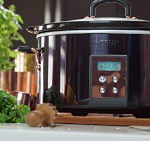 CRUX 6-Quart Programmable Digital Slow Cooker with 20 Hour Digital Countdown Timer, Black