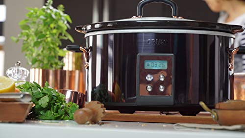 CRUX 6-Quart Programmable Digital Slow Cooker with 20 Hour Digital Countdown Timer, Black