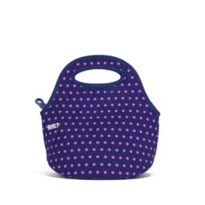 BUILT Gourmet Getaway Mini Soft Neoprene Lunch Tote Bag-Lightweight, Insulated and Reusable Mini Dot Navy LB10-MNV