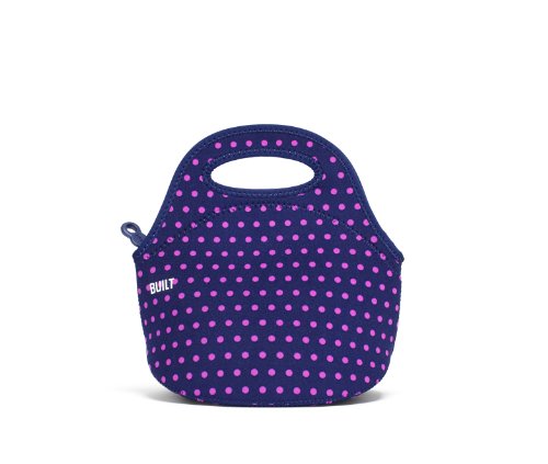 BUILT Gourmet Getaway Mini Soft Neoprene Lunch Tote Bag-Lightweight, Insulated and Reusable Mini Dot Navy LB10-MNV