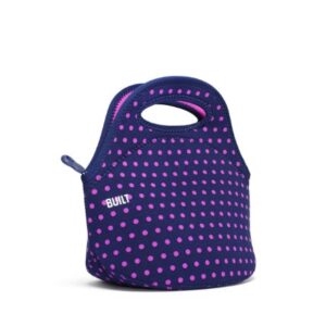 BUILT Gourmet Getaway Mini Soft Neoprene Lunch Tote Bag-Lightweight, Insulated and Reusable Mini Dot Navy LB10-MNV