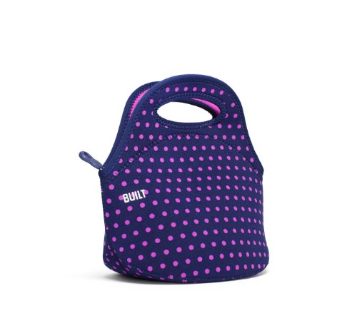 BUILT Gourmet Getaway Mini Soft Neoprene Lunch Tote Bag-Lightweight, Insulated and Reusable Mini Dot Navy LB10-MNV