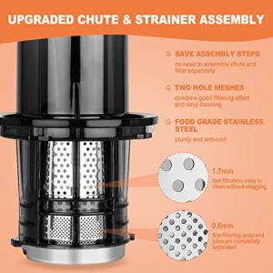 LynTorin Cold Press Juicer Machine, Slow Masticating Juicer with Wide Feed Chute, Slow Masticating Juice Extractor for Fruit and Vegetable, Easy Clean Compact Cold Press Pure Juicer for Home Use