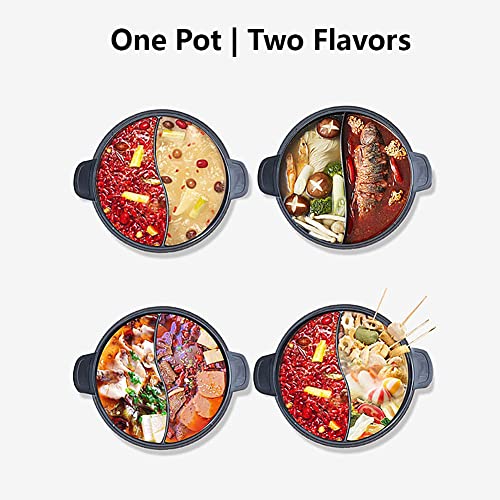 Joydeem Multifunctional Electric Hot Pot with Divider JD-DHG5A,Shabu Shabu Hot Pot,Double Flavor Non-Stick Hot Pot,Temperature Control,Large Capacity 5L for 6~8 people,1500W,White