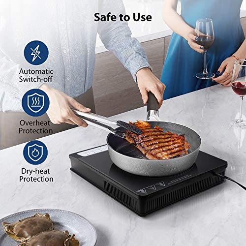 COMFEE’ 1800W Digital Electric Portable Induction Cooktop Countertop Burner, with 8 Power & Temperature Settings & 180 Mins Timer Auto Shut Off and Energy-saving