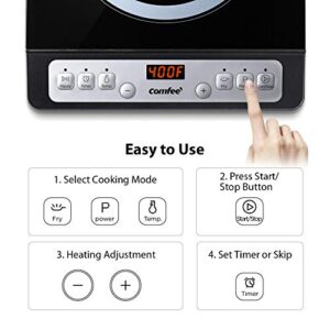 COMFEE’ 1800W Digital Electric Portable Induction Cooktop Countertop Burner, with 8 Power & Temperature Settings & 180 Mins Timer Auto Shut Off and Energy-saving