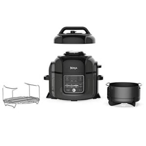 ninja foodi cooker, steamer & air w/tendercrisp technology pressure cooker & air fryer all-in-one, 6.5 quart w/dehydrate, black/gray (renewed)