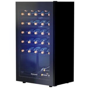 Honeywell 34 Bottle Compressor Wine Cooler Refrigerator, Large Freestanding Wine Cellar For Red, White, Champagne or Sparkling Wine, Digital Temperature Control, Stainless Steel