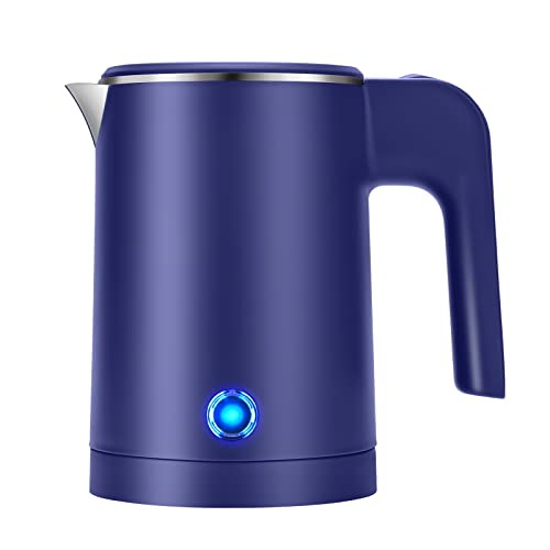 0.6L Small Portable Electric Kettle, Mini Stainless Steel Travel Kettle, Portable Mini Hot Water Boiler Heater, Quiet Fast Boil & Cool Touch with Boil-Dry Protection