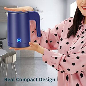 0.6L Small Portable Electric Kettle, Mini Stainless Steel Travel Kettle, Portable Mini Hot Water Boiler Heater, Quiet Fast Boil & Cool Touch with Boil-Dry Protection