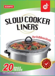 20 count disposable slow cooker liners and cooking bags | extra large size fits 6 – 10qt pot, 14″x 22″ | suitable for oval & round pot, bpa free (1 pack)