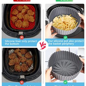 Air Fryer Liners Air Fryer Silicone Liners Air Fryer Accessories Silicone Air Fryer Basket Reusable, Black Grey