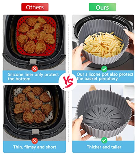 Air Fryer Liners Air Fryer Silicone Liners Air Fryer Accessories Silicone Air Fryer Basket Reusable, Black Grey