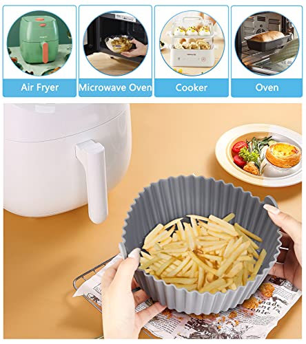 Air Fryer Liners Air Fryer Silicone Liners Air Fryer Accessories Silicone Air Fryer Basket Reusable, Black Grey