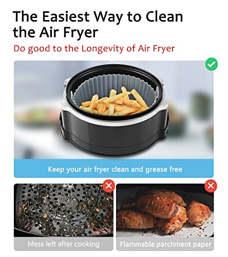 Air Fryer Liners Air Fryer Silicone Liners Air Fryer Accessories Silicone Air Fryer Basket Reusable, Black Grey