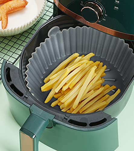 Air Fryer Liners Air Fryer Silicone Liners Air Fryer Accessories Silicone Air Fryer Basket Reusable, Black Grey