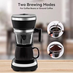 JAVASTARR Coffee Maker with Grinder Built in, Coffee Grinder and Maker All in One, Bean to Cup Grind and Brew Coffee Maker, Capacity 12-15 Oz Steam Pressure Technology Grinding Coffee Makers