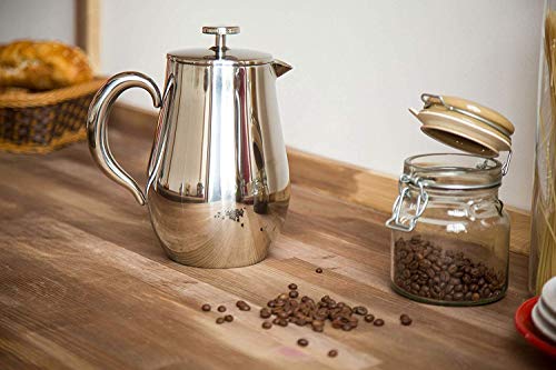 Cafetiere French Press Coffee Maker by VeoHome -Stainless steel Unbreakable and keeps coffee hotter for a long time thanks to its double wall (1 Liter)