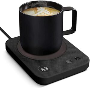 coffee mug warmer, smart coffee cup warmer, mug warmer with 3 temperature settings, coffee mug warmer with auto shut-off, candle warmer plate, electric beverage warmer for coffee, tea, milk (black)