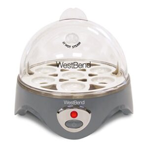 West Bend 87628 Automatic Electric Egg Cooker Hard-or Soft-Cook 7 or 2 Poached or Scrambled, 360 Watts, Gray