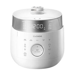 cuckoo crp-lhtr0609f | 6-cup (uncooked) twin pressure induction heating rice cooker | 16 menu options: high/non-pressure steam & more, stainless steel inner pot, made in korea | white