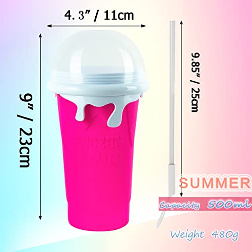 Slushy Maker Cup, Frozen Magic Squeeze Cup, 16.9 oz/500ml Slushy Squeeze Cup for Homemade Milkshake, Magic Slushy Maker Squeeze Cup, DIY Smoothie Maker, Ice Maker Cup Squeeze (1 in Pink)