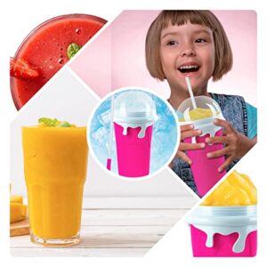 Slushy Maker Cup, Frozen Magic Squeeze Cup, 16.9 oz/500ml Slushy Squeeze Cup for Homemade Milkshake, Magic Slushy Maker Squeeze Cup, DIY Smoothie Maker, Ice Maker Cup Squeeze (1 in Pink)