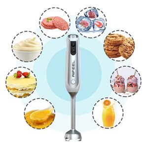 AIFEEL Immersion Hand Blender Set with 5 Accessories, Ice Crusher.Handheld Stick Blender with Milk Frother,500ML Chopper, 600ML Measuring Cup and Egg Whisk(white)