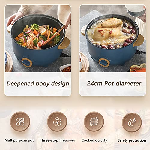 Drizzle Electric Skillet Hot Pot Cooker - Multifunction Frying Pan 110V Non-Stick Grill 3L Stir-fried Stewed Cookware Steak Noodle Ramen Shabu Shabu Pot - Home Office Party Kitchen Dorm Cooking