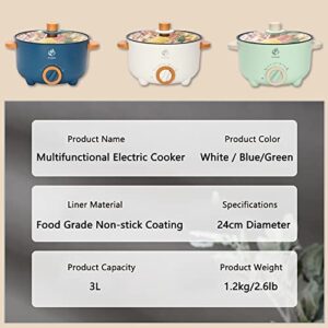 Drizzle Electric Skillet Hot Pot Cooker - Multifunction Frying Pan 110V Non-Stick Grill 3L Stir-fried Stewed Cookware Steak Noodle Ramen Shabu Shabu Pot - Home Office Party Kitchen Dorm Cooking