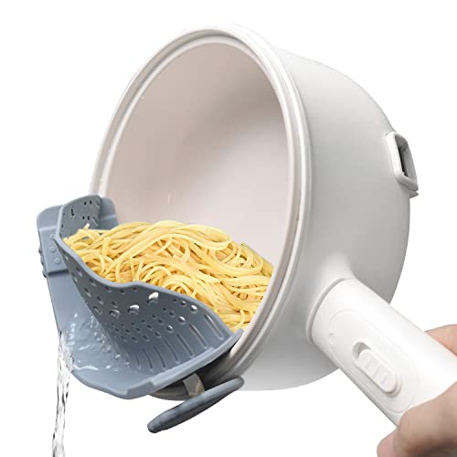 Pan Electric, Non-Stick Hot Pot Electric with Strainer, YOKEKON 2.64 Quart Large Cooking Pan for Omelet, Soup, Fondue, Pasta, Steak, Perfect for Dorm and Camping, Steamer, White