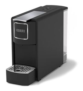 crux espresso capsule coffee maker, black & silver