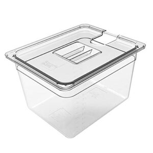 sous vide container with lid 11 liter/12 quarts for virtually all immersion circulators cookers crystal clear transparent polycarbonate accessories kit (12 quats with lid)