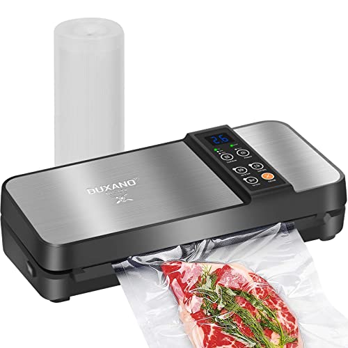 DUXANO Vacuum Sealer Machine, 85kPa Pro Vacuum Food Sealer with Built-in Cutter and Bag Storage (1 bag roll)