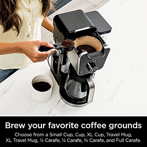 Ninja CFP301 DualBrew Pro Specialty 12-Cup Drip Maker with Glass Carafe, Single-Serve for Coffee Pods or Grounds, with 4 Brew Styles, Frother & Separate Hot Water System, Black (Renewed)