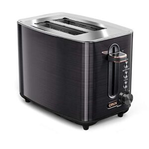 Crux 2-Slice Toaster with 6 Setting Shade Control, Black Stainless Steel