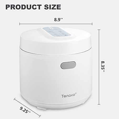 Tenavo Small Rice Cooker 3 Cups Uncooked,1.6L Rice Cooker Small, Portable Rice Cooker Small for 2-4 People, Mini Rice Cooker, Multi-cooker for Brown Rice, White Rice, Quinoa, Steel Cut Oats, and Grains, Touch Control, 400W, White