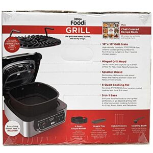 Ninja Foodi 5-in-1 Indoor Grill with 4-Quart Air Fryer with Roast, Bake, Dehydrate, and Cyclonic Grilling Technology, IG301A