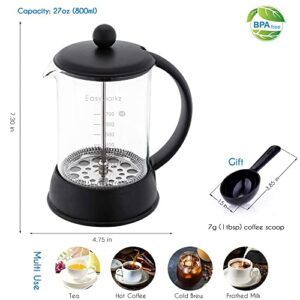 Easyworkz Eclipse French Press 27 oz Coffee Tea Maker with Borosilicate Glass