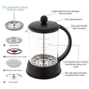 Easyworkz Eclipse French Press 27 oz Coffee Tea Maker with Borosilicate Glass