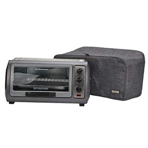 HOMEST Toaster Oven Dust Cover with Accessory Pockets Compatible with Hamilton Beach 6 Slice of Toaster Oven, Grey