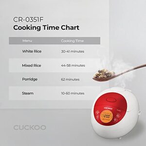 Cuckoo CR-0351F Electric Heating Rice Cooker (Red), 7.80 x 8.90 x 11.50