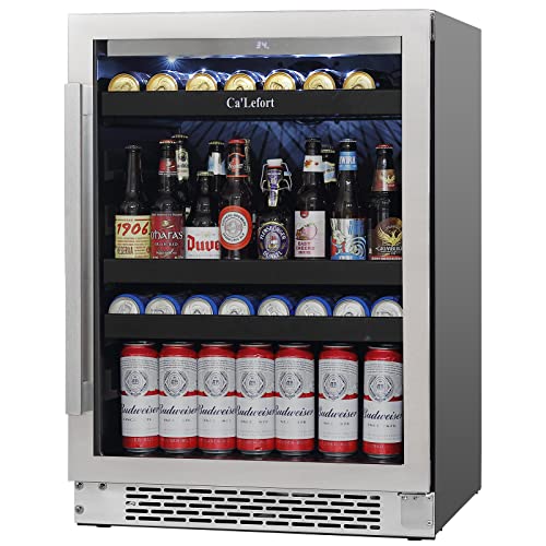 Ca'Lefort Beverage Refrigerator, 24 Inch Wide 220 Cans Beverage Cooler, Refrigerator with Touch Control Intelligent Digital Down To 34°F Degrees Beverage Drink Beer Mini Fridge for Home Office Gym